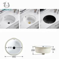 China OEM One Piece Ceramic Undercounter Basin 410x410x170mm with Overflow for sale