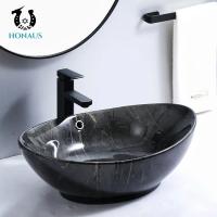 China Luxurious Household Marble Effect Countertop Basin 600mm Countertop Basin for sale