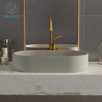 China Solid Grey Concrete Countertop Basin Above Counter Vessel Sink Customizable for sale
