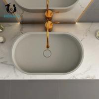 China Solid Grey Concrete Countertop Basin Above Counter Vessel Sink Customizable for sale