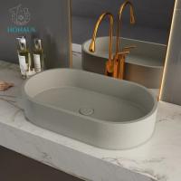 China Solid Grey Concrete Countertop Basin Above Counter Vessel Sink Customizable for sale