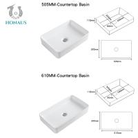 China Elegant White Bathroom Countertop Basin Rectangle Simple Design 610×340×110mm for sale