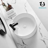 China Customized Round Countertop Bathroom Sinks 460mm Counter Mounted Wash Basin for sale