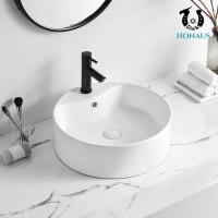 China Customized Round Countertop Bathroom Sinks 460mm Counter Mounted Wash Basin for sale
