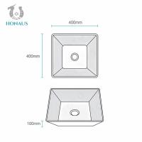 China Glossy White Ceramic Above Counter Basin Square Table Top Sink 400x400x100mm for sale