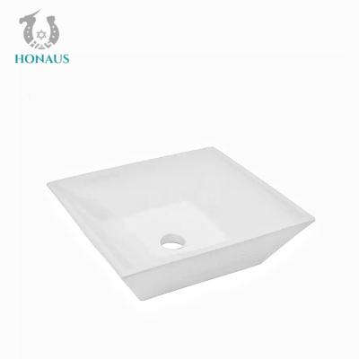 China Glossy White Ceramic Above Counter Basin Square Table Top Sink 400x400x100mm for sale