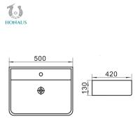 China 600*370*140mm Rectangular Countertop Sink Semi Recessed Countertop Basin for sale
