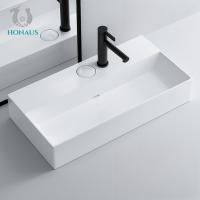 China Concealed Drainage Control Ceramic Counter Top Wash Basin Creamy Toned for sale