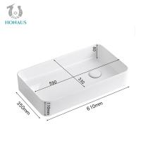 China Ceramic Countertop Basin Square Side Drainage 610x350x590mm Customizable for sale