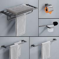 China 6 Piece 304 Stainless Steel Wall Mounted Bathroom Fittings Set Modern Brushed Finish for sale