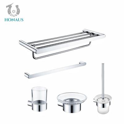 China CUPC Certified 5 Piece Bathroom Accessories Set Toilet Paper Holder Towel Rack Chrome Black Brushed for sale