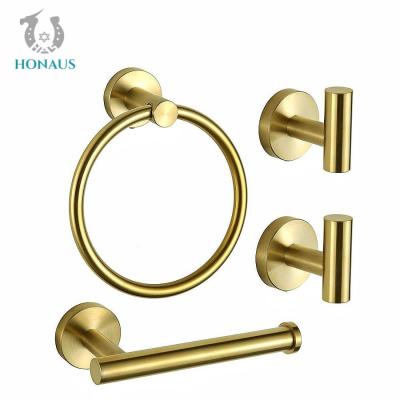 China Modern 4 Piece Shower Set 304 Stainless Steel Brushed Gold Bathroom Accessories Wall Mounted for sale