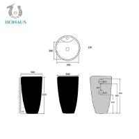 China Hotel Sturdy Round Full Pedestal Wash Basin Free Standing 500x500x830mm Ceramic for sale