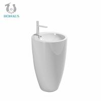 China Hotel Sturdy Round Full Pedestal Wash Basin Free Standing 500x500x830mm Ceramic for sale