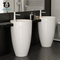 China Hotel Sturdy Round Full Pedestal Wash Basin Free Standing 500x500x830mm Ceramic for sale