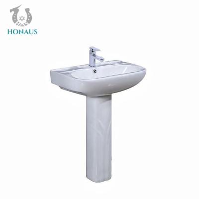 China CUPC 565x420x780mm One Piece Wash Basin with Integrated Full Pedestal Ceramic for sale