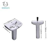 China CUPC 565x420x780mm One Piece Wash Basin with Integrated Full Pedestal Ceramic for sale