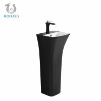 China Self Cleaning Glaze Pedestal Sink 330x320x830mm Ceramic Vertical Column Basin for sale