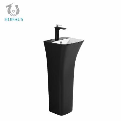 China Self Cleaning Glaze Pedestal Sink 330x320x830mm Ceramic Vertical Column Basin for sale