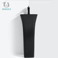 China Self Cleaning Glaze Pedestal Sink 330x320x830mm Ceramic Vertical Column Basin for sale