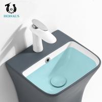 China Self Cleaning Glaze Pedestal Sink 330x320x830mm Ceramic Vertical Column Basin for sale