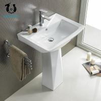 China Bathroom Full Pedestal Wash Basin Free Standing Single Hole Multiple Size for sale
