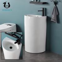 China Ceramic Pedestal Free Standing Wash Basin Multiple Shape OEM ODM for sale