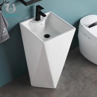 China Ceramic Pedestal Free Standing Wash Basin Multiple Shape OEM ODM for sale