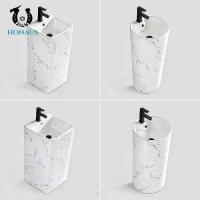 China Natural Marble Pedestal Sink Modern Freestanding Basin Custom Size 1280°C Kiln for sale