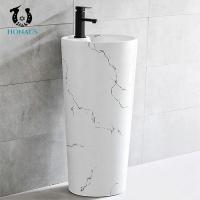 China Natural Marble Pedestal Sink Modern Freestanding Basin Custom Size 1280°C Kiln for sale