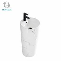 China Natural Marble Pedestal Sink Modern Freestanding Basin Custom Size 1280°C Kiln for sale