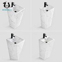 China Natural Marble Pedestal Sink Modern Freestanding Basin Custom Size 1280°C Kiln for sale