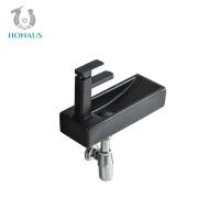 China Modern Rectangle Bathroom Wall Hung Basin Matte Black 380*145*80mm for sale