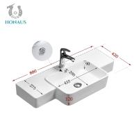 China CUPC Larger Bathroom Wall Hung Basin With Overflow Ceramic Glazed 880*395*435mm for sale