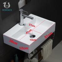China Ceramic Wall Hung Rectangular Basin 510x360mm with Overflow Modern Bathroom Sink for sale