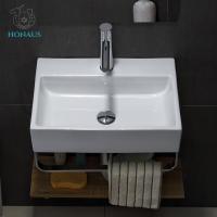 China Ceramic Wall Hung Rectangular Basin 510x360mm with Overflow Modern Bathroom Sink for sale