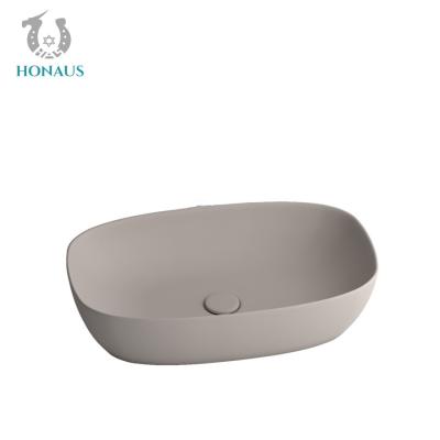 China Modern Matte Ceramic Above Counter Basin 500x400mm Hand Wash Sink for Hotel Apartment for sale