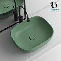 China Modern Matte Ceramic Above Counter Basin 500x400mm Hand Wash Sink for Hotel Apartment for sale