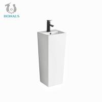 China Luxury Modern Full Pedestal Hand Wash Basin Self Cleaning Square Type for sale