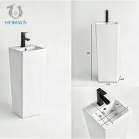 China Luxury Modern Full Pedestal Hand Wash Basin Self Cleaning Square Type for sale