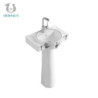 China Ceramic Full Pedestal Wash Basin Hand Sink Custom Pattern 1280°C Fired for sale