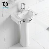 China Ceramic Full Pedestal Wash Basin Hand Sink Custom Pattern 1280°C Fired for sale
