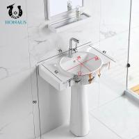 China Ceramic Full Pedestal Wash Basin Hand Sink Custom Pattern 1280°C Fired for sale