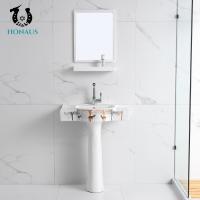 China Ceramic Full Pedestal Wash Basin Hand Sink Custom Pattern 1280°C Fired for sale