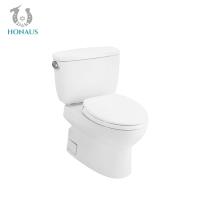 China Certified Ceramic Two Piece Toilet Bowl Floor Mounted S P Trap 717x480x734mm for sale
