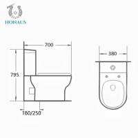 China Two Piece S Trap Dual Flush Toilet Bowl 700x380mm Ceramic Floor Mounted Eco Green for sale