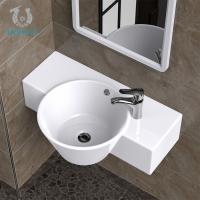 China Ceramic Glaze Bathroom Wall Hung Basin Wall Mounted Washbasin With Overflow for sale