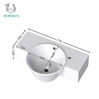 China Ceramic Glaze Bathroom Wall Hung Basin Wall Mounted Washbasin With Overflow for sale