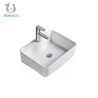 China Single Hole Wall Hang Bathroom Porcelain Basin  Square Strong Practicality for sale