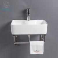 China Single Hole Wall Hang Bathroom Porcelain Basin  Square Strong Practicality for sale